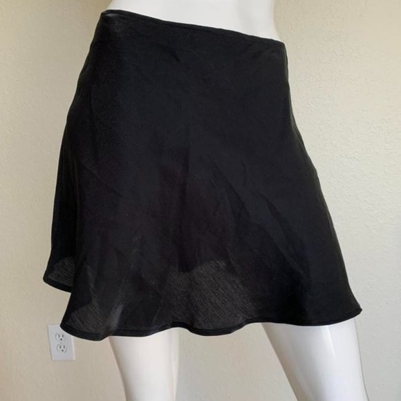 Vintage | Skirts | Vintage Y2k Black Mini Skirt Flared Shiny Aline ...